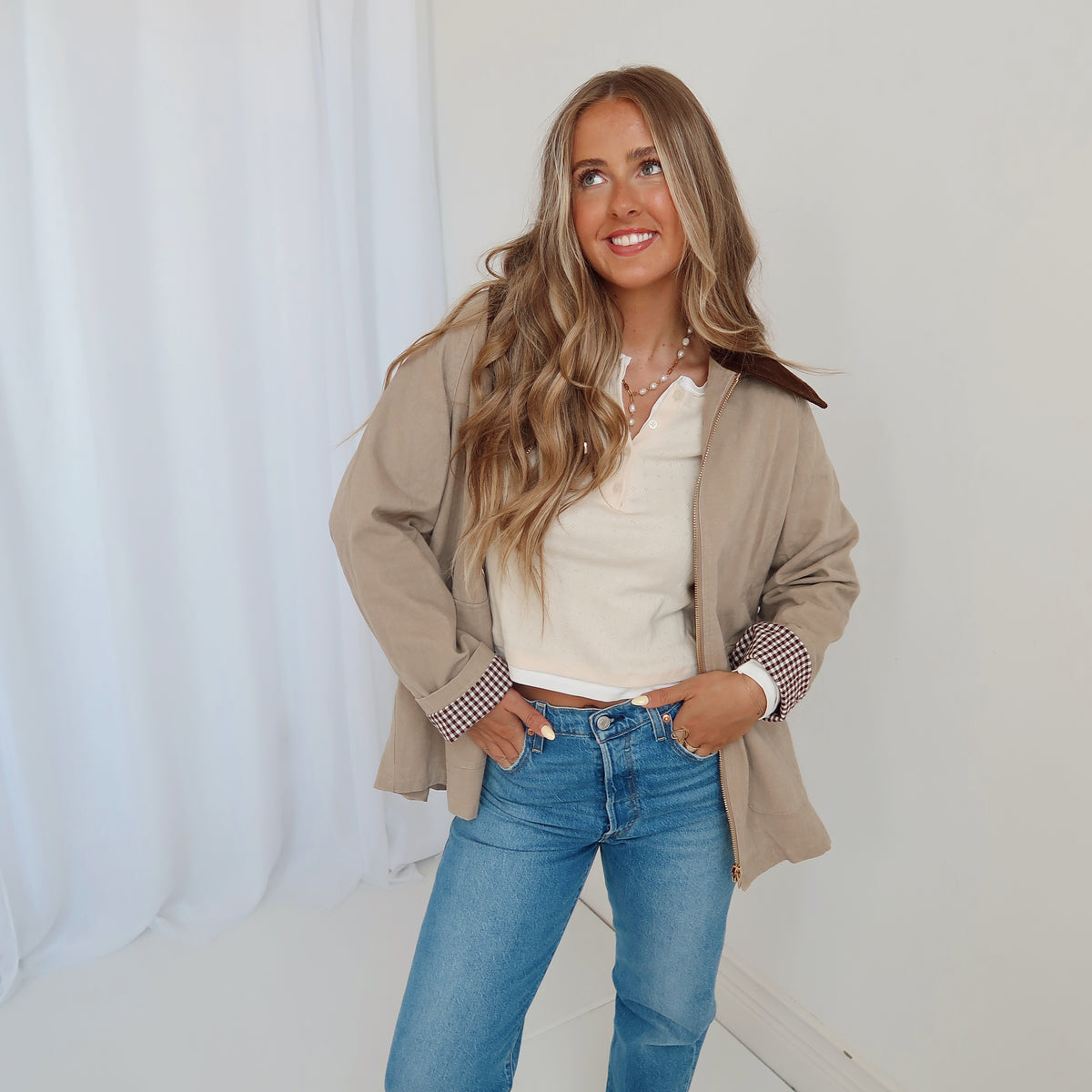 Beaumont Barn Jacket - Beige – Hunny House